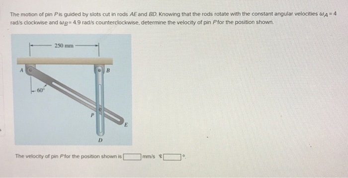 Solved The motion of pin P is guided by slots cut in rods AE | Chegg.com