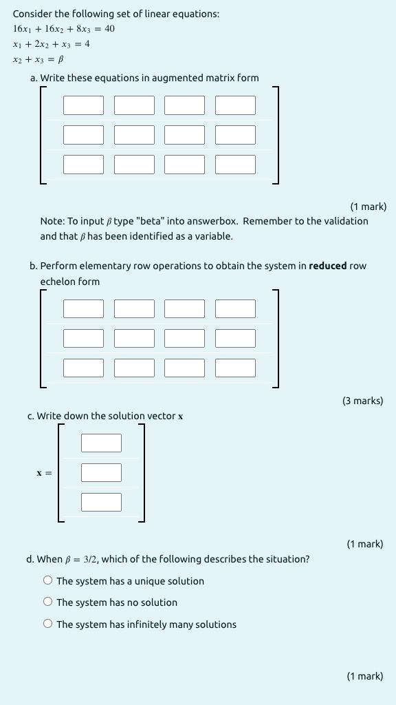 Solved Consider the following set of linear equations: | Chegg.com