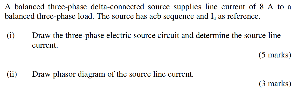 Solved A balanced three-phase delta-connected source | Chegg.com