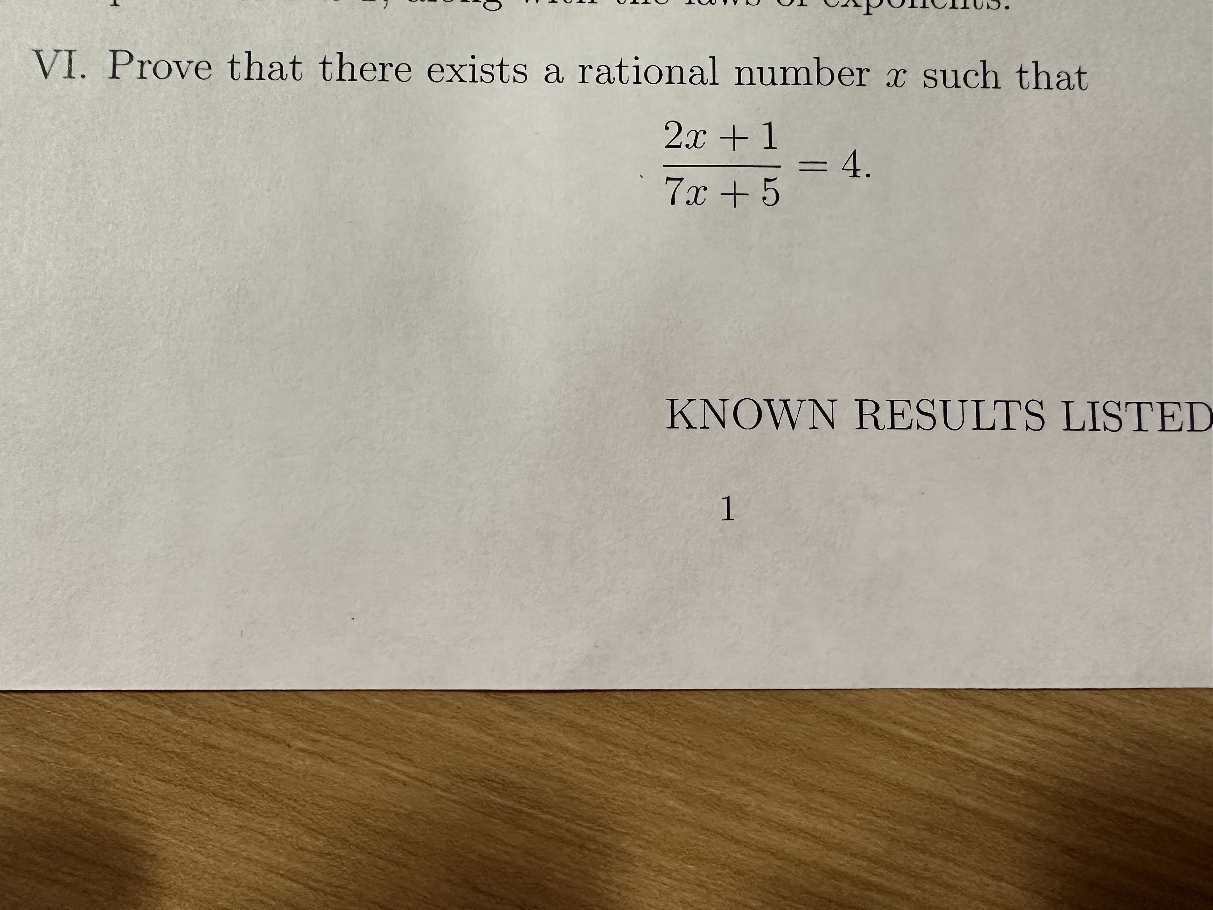 Solved VI. Prove that there exists a rational number x such | Chegg.com