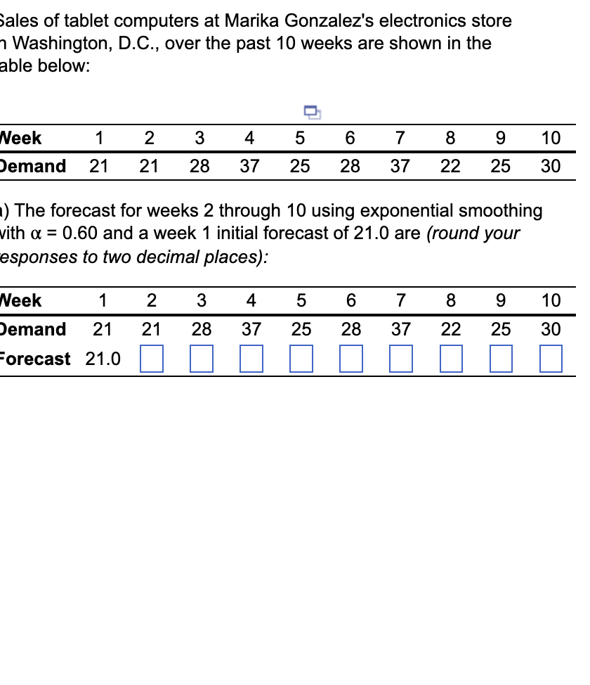 Solved Sales of tablet computers at Marika Gonzalez's | Chegg.com