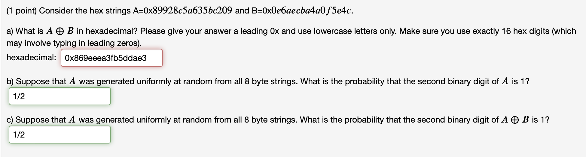 Solved (1 point) Consider the hex strings | Chegg.com