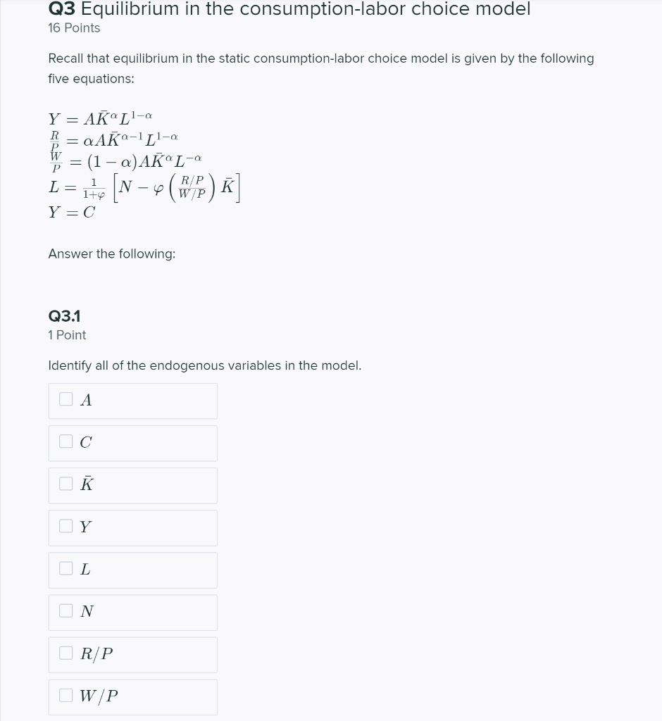 Solved Q3 Equilibrium in the consumption-labor choice model | Chegg.com