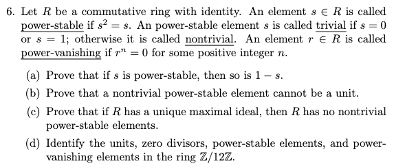 Solved 6. Let R be a commutative ring with identity. An | Chegg.com