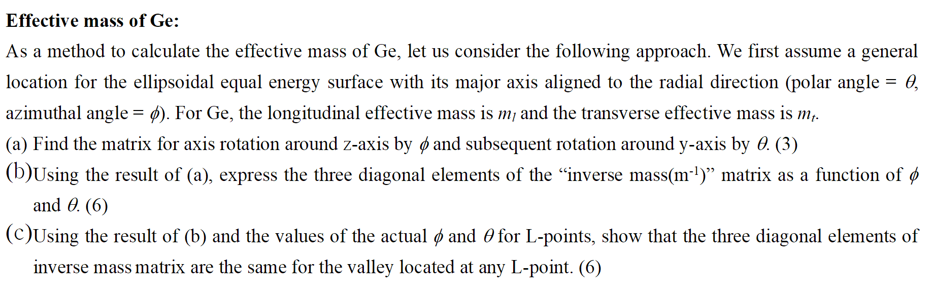 Effective mass of Ge: As a method to calculate the | Chegg.com