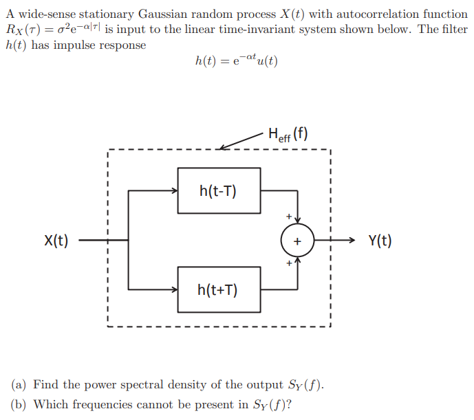 Solved A wide-sense stationary Gaussian random process X(t) | Chegg.com