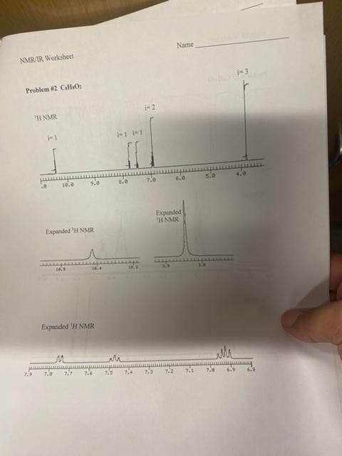 Name NMRJR Werkhect Expunded 'H NMRR: | Chegg.com