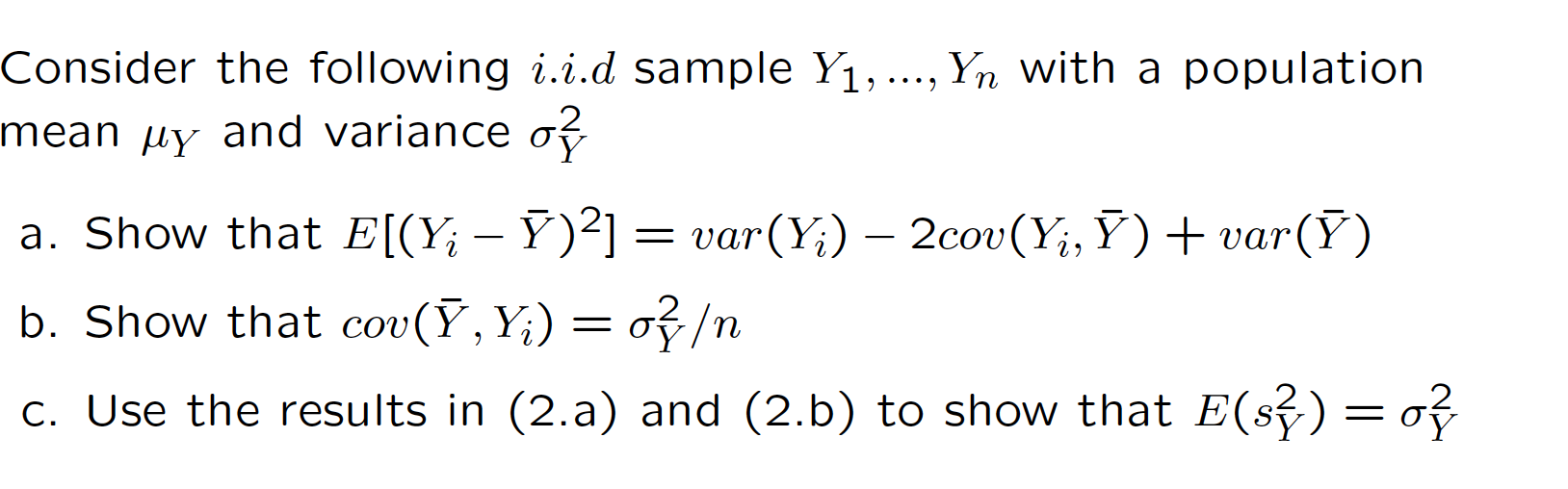 Solved Consider the following i.i.d sample Y1, ..., Yn with | Chegg.com