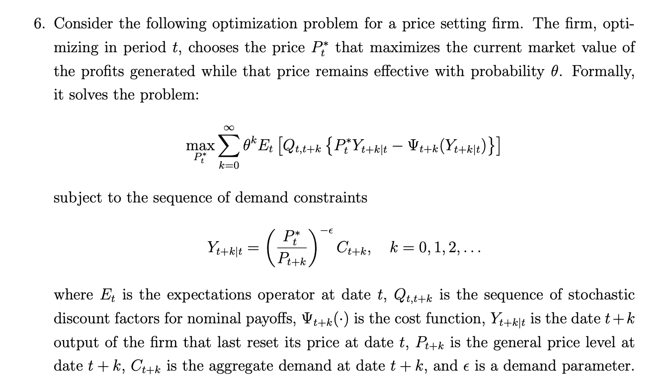 Solved 6. Consider the following optimization problem for a | Chegg.com