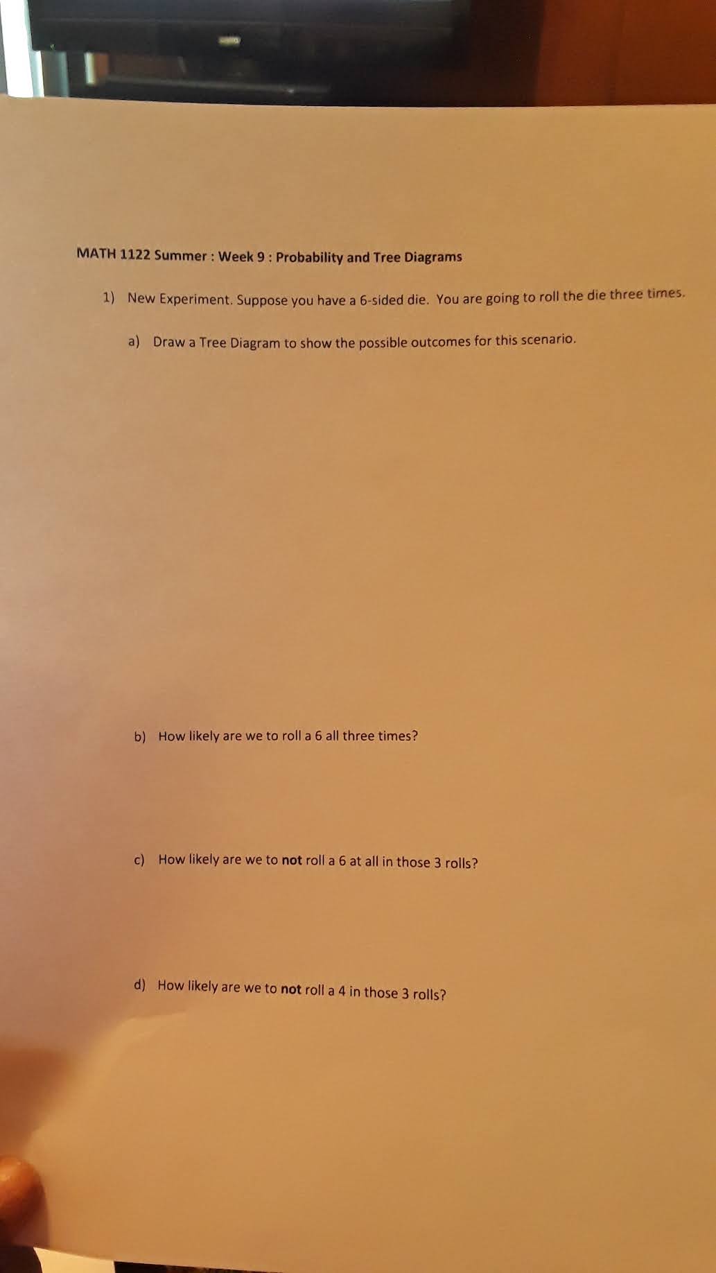 Solved MATH 1122 Summer : Week 9 : Probability and Tree | Chegg.com