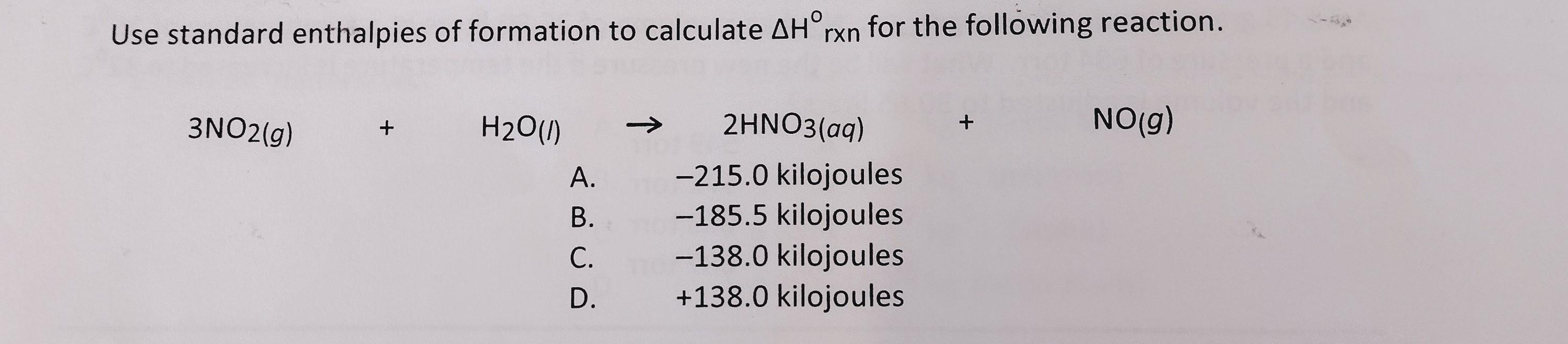 Solved Use standard enthalpies of formation to calculate ΔH∘ | Chegg.com