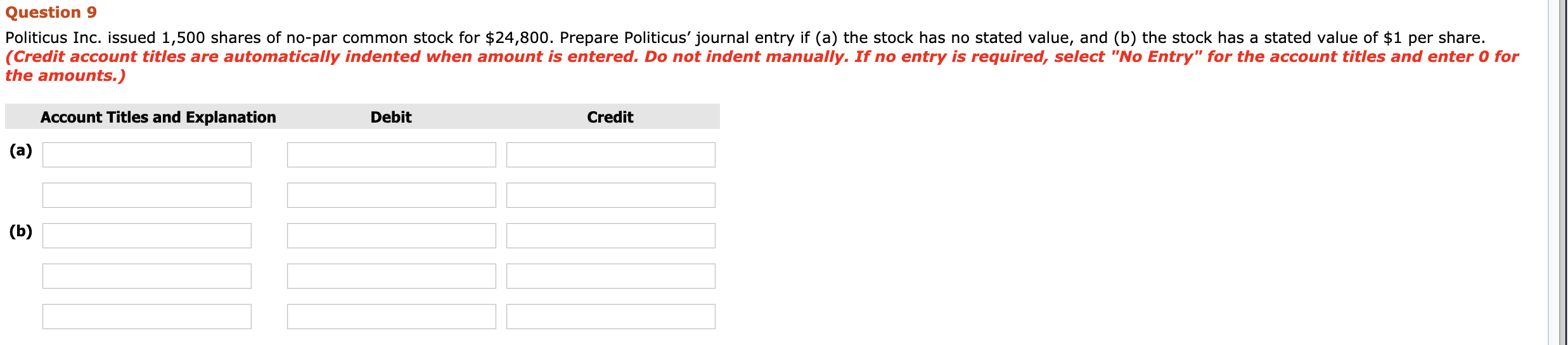 Solved Question 9 Politicus Inc. issued 1,500 shares of | Chegg.com