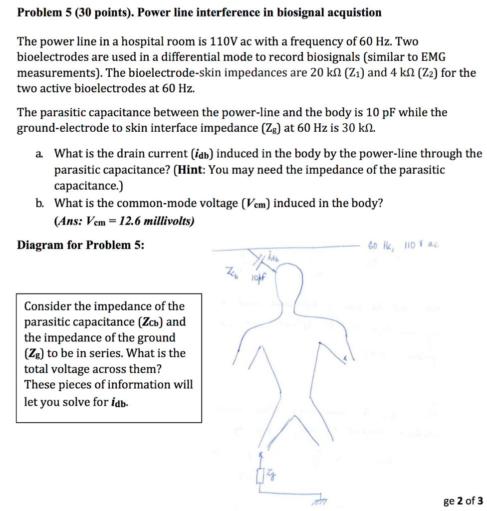 Solved Problem 5 (30 points). Power line interference in | Chegg.com