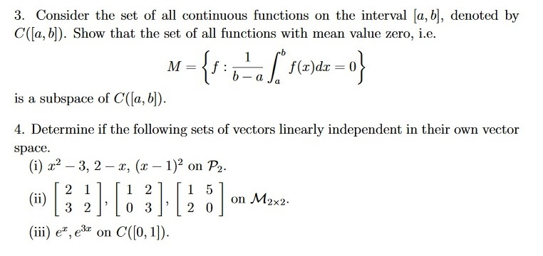 Solved 3. Consider the set of all continuous functions on | Chegg.com