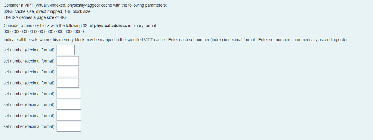 Solved Consider a VIPT (virtually-indexed, | Chegg.com