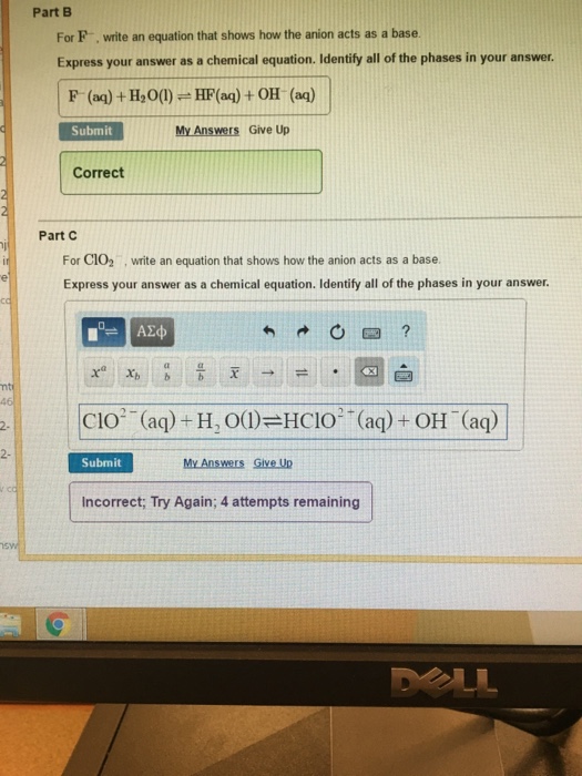 Solved For ClO2, write an equation that shows how the anion | Chegg.com