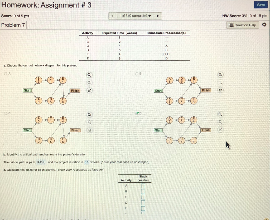 Solved I need help finding the Slack Weeks of Activities A | Chegg.com
