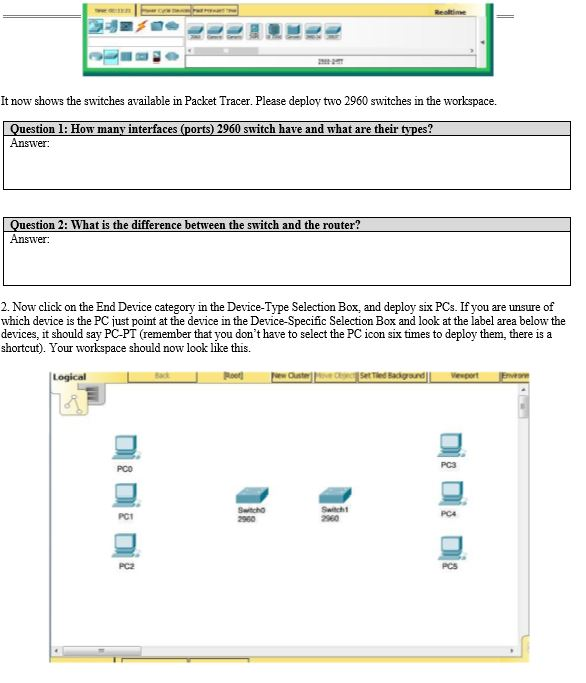 Lab-Starting with Packet Tracer Activity 1 - | Chegg.com
