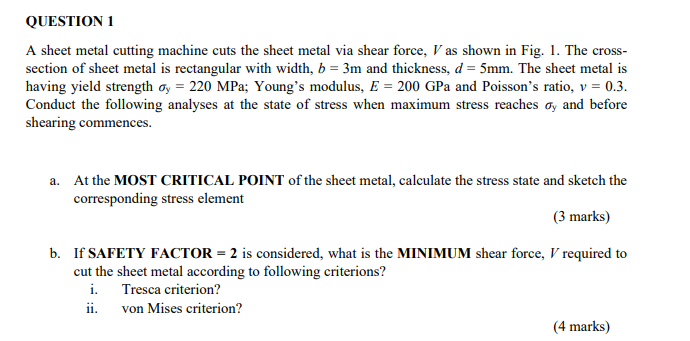 Solved QUESTION 1 A sheet metal cutting machine cuts the | Chegg.com