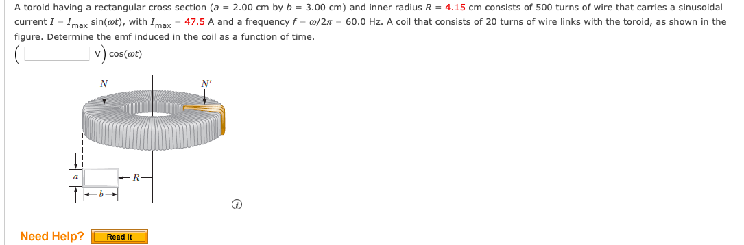 Solved A toroid having a rectangular cross section (a = 2.00 | Chegg.com