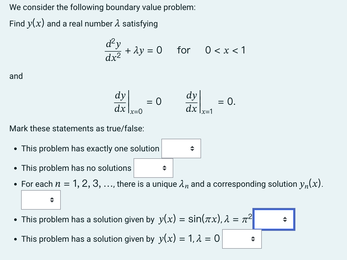 Solved We consider the following boundary value problem: | Chegg.com