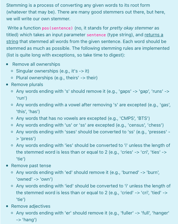 Solved Stemming is a process of converting any given words | Chegg.com