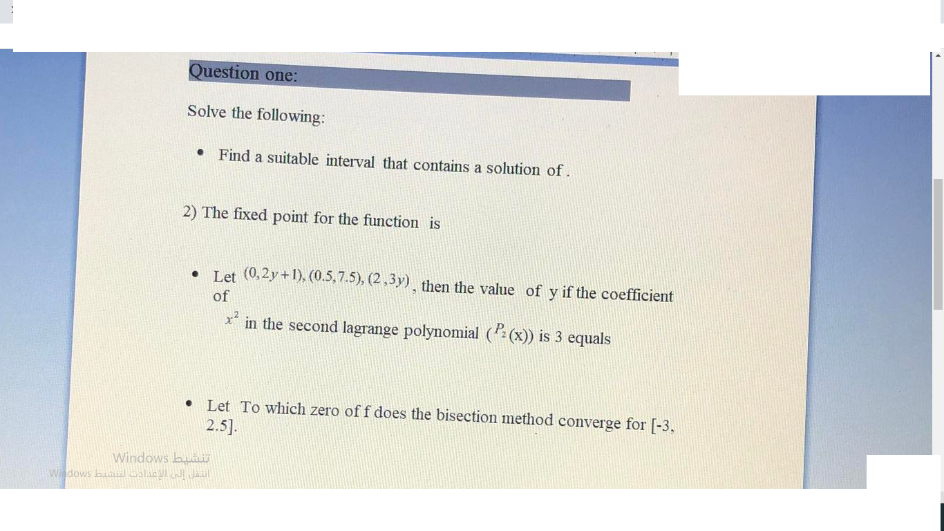 Solve the following: - Find a suitable interval that | Chegg.com