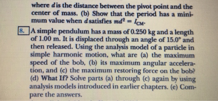 Solved where dis the distance between the pivot point and | Chegg.com