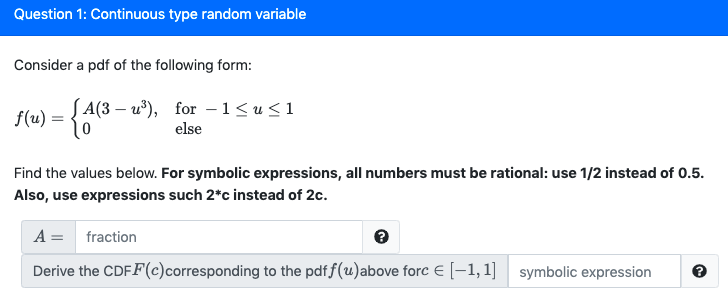 Solved Question 1: Continuous type random variable Consider | Chegg.com