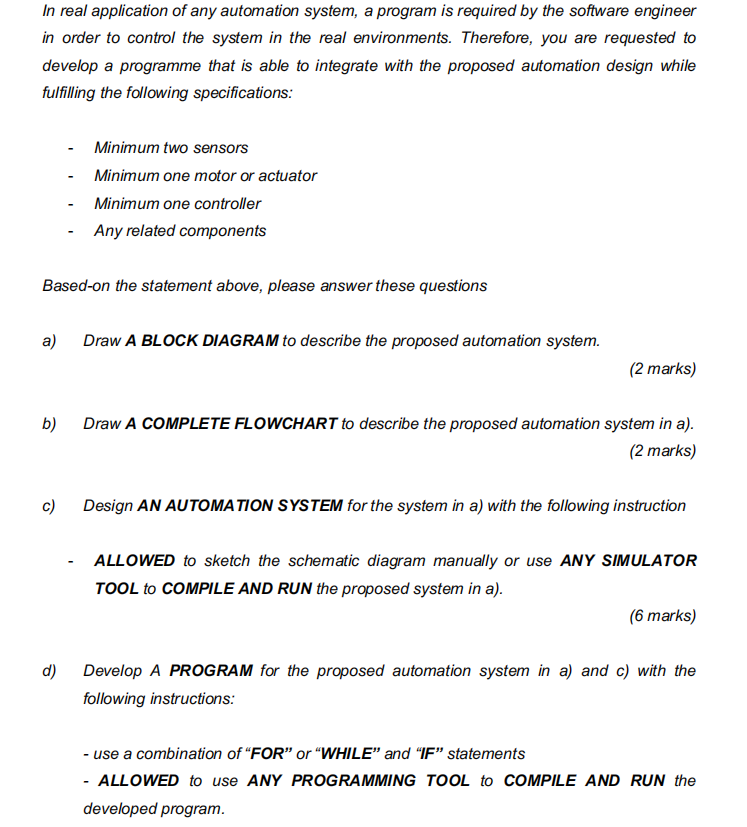 In real application of any automation system, a | Chegg.com