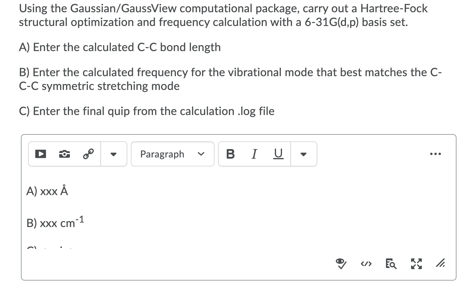 Using the Gaussian/GaussView computational package, | Chegg.com
