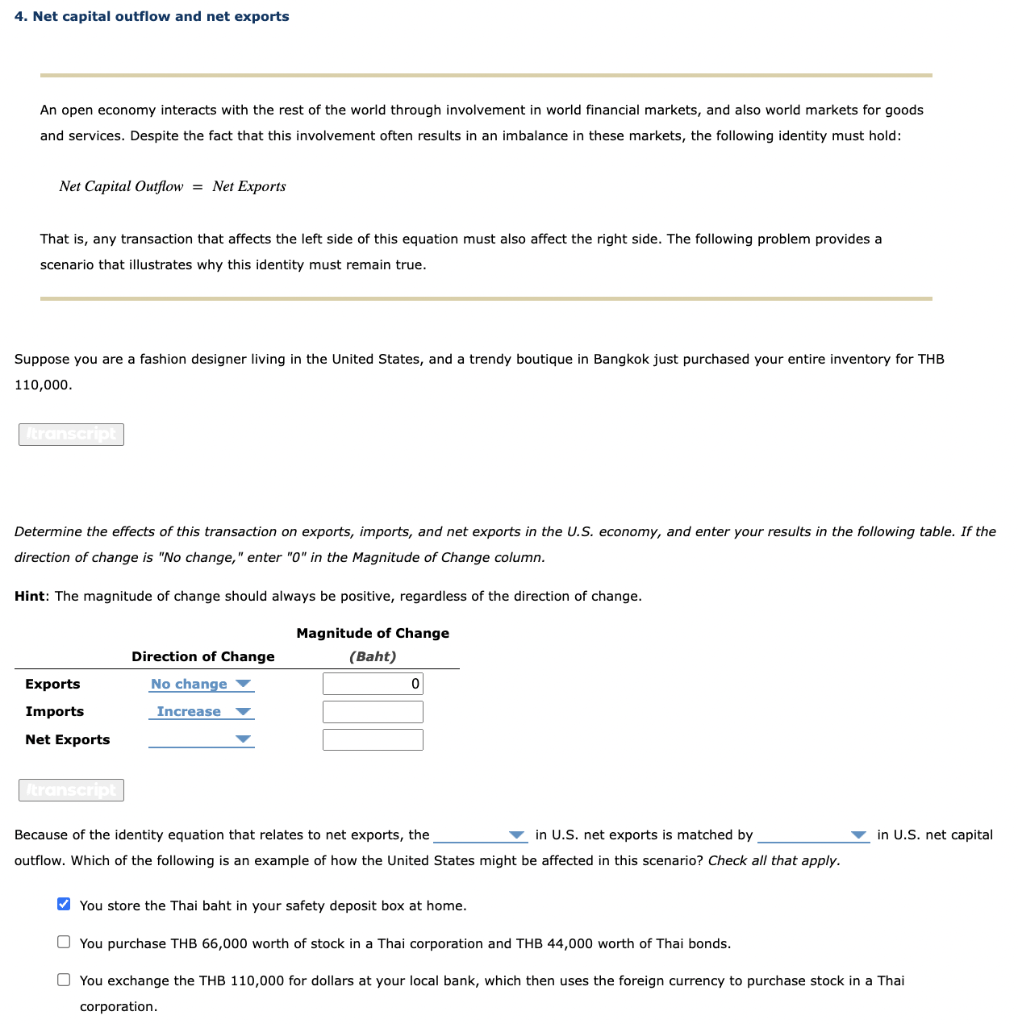 Solved 4. Net capital outflow and net exports An open | Chegg.com