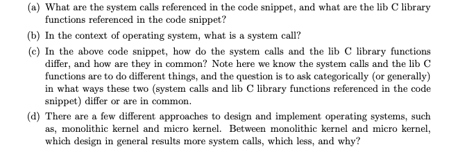 Solved 3. Examining the following code snippet for POSIX | Chegg.com