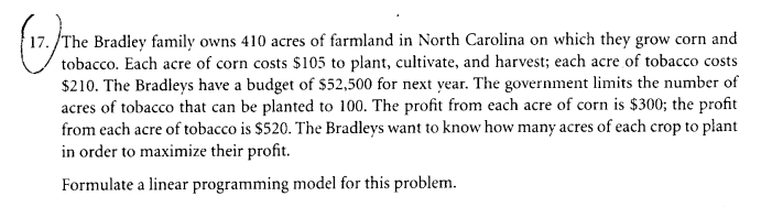 Solved Formulate a linear programming model for this | Chegg.com