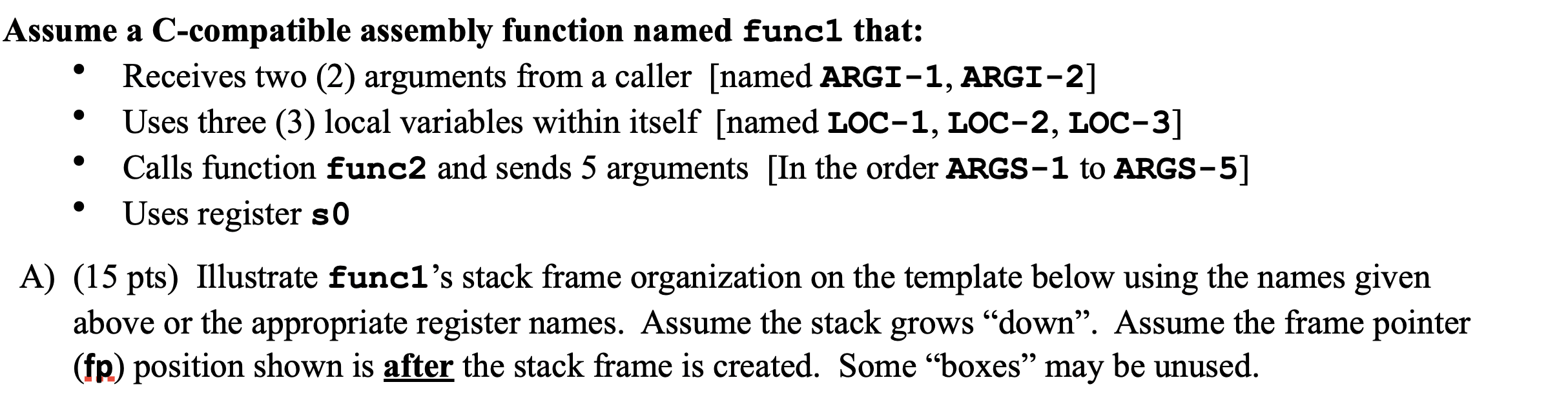 Assume a C-compatible assembly function named func1 | Chegg.com