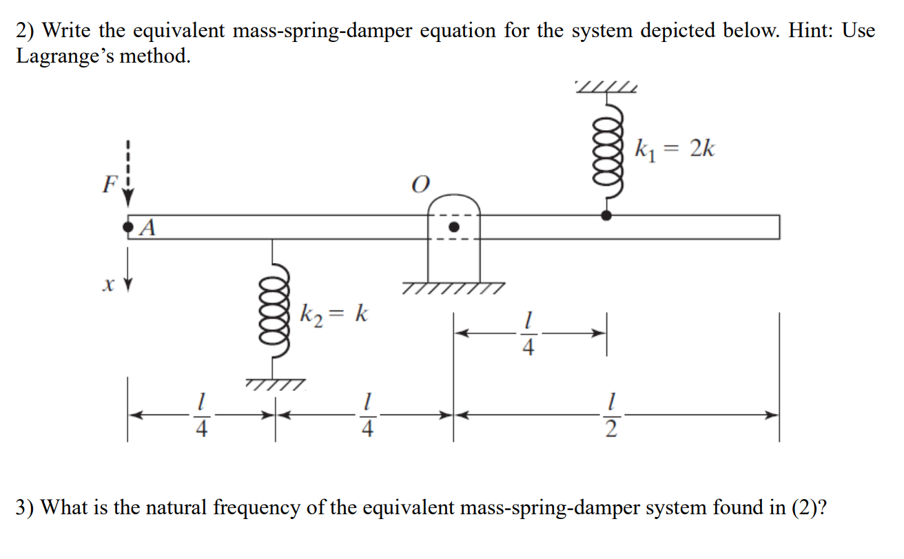 Solved 2) Write the equivalent mass-spring-damper equation | Chegg.com