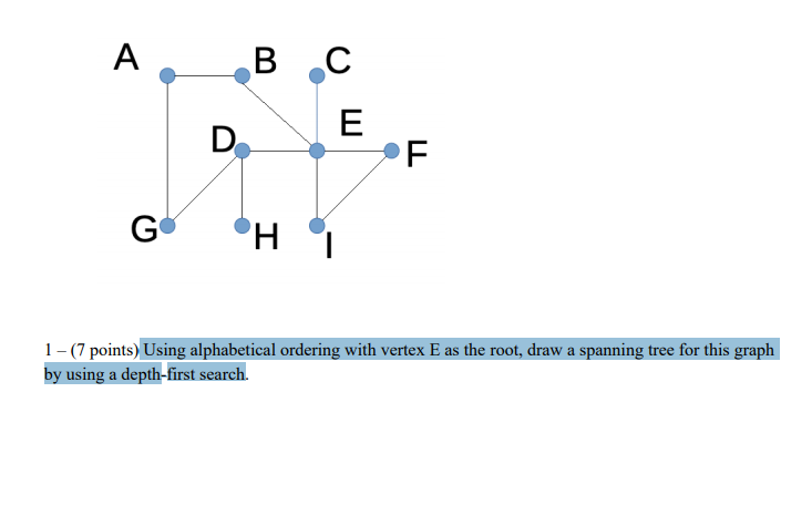 Solved Using alphabetical ordering with vertex E as the | Chegg.com