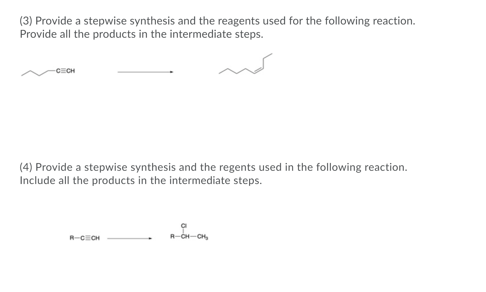 Solved (3) Provide a stepwise synthesis and the reagents | Chegg.com