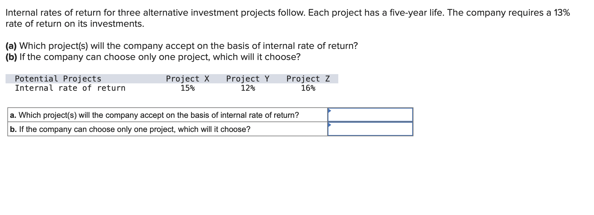 Solved Net present values for three alternative investment | Chegg.com