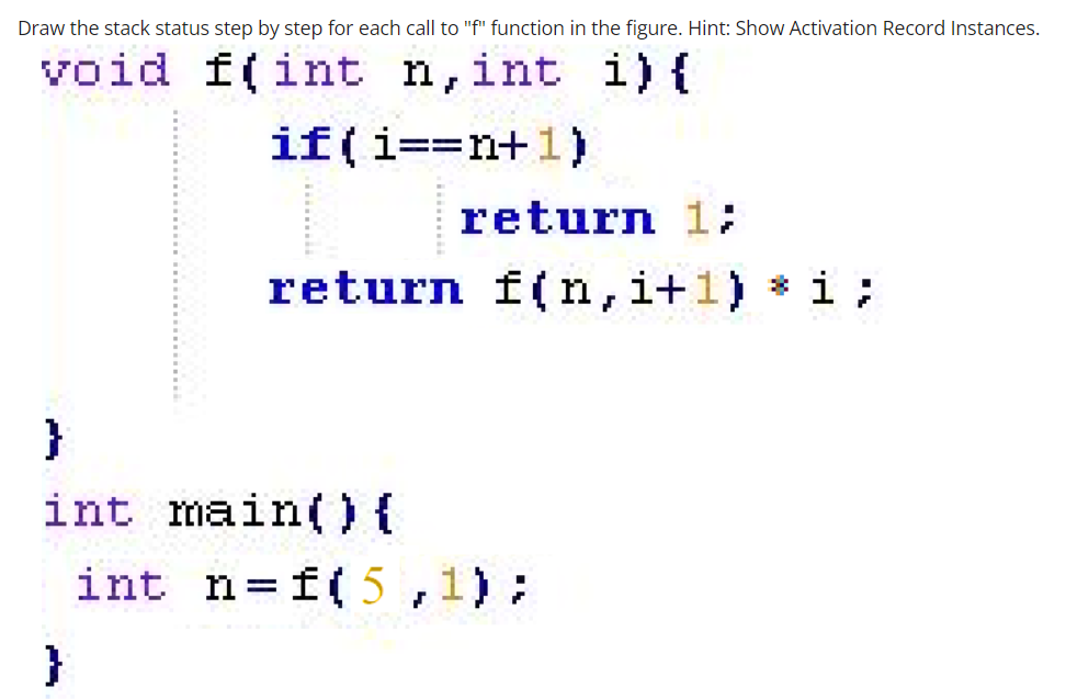 Void F Int N Int I If I N 1 Return 1 Return