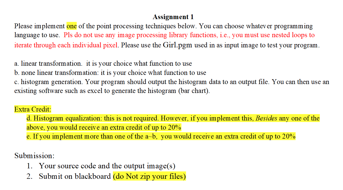 Solved Assignment 1 Please implement one of the point | Chegg.com