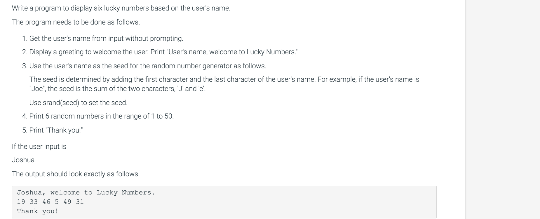Solved Write a program to display six lucky numbers based on | Chegg.com
