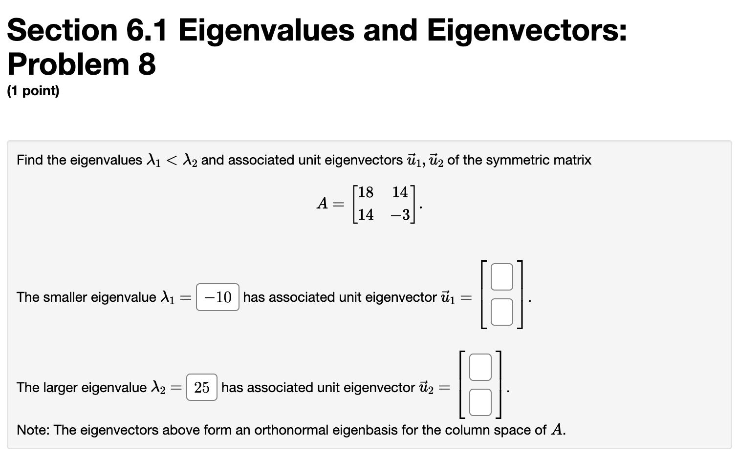 Solved Find the eigenvalues λ1