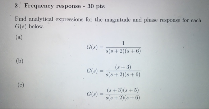 Solved 2. Frequency response 30 pts Find analytical | Chegg.com