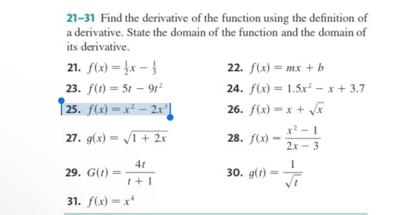 Solved 21-31 Find the derivative of the function using the | Chegg.com