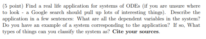 Solved (5 point) Find a real life application for systems of | Chegg.com