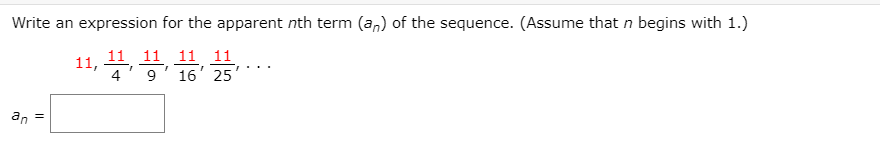 Solved Write an expression for the apparent nth term (an) of | Chegg.com
