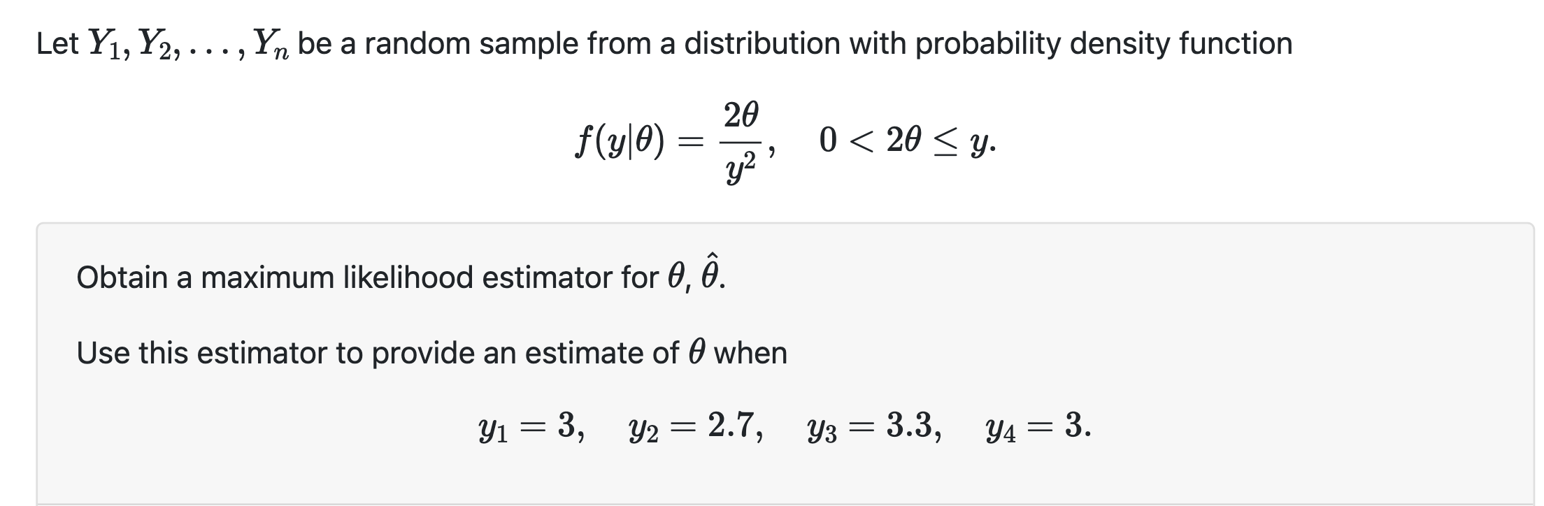 Solved Let Y1, Y2, Yn be a random sample from a distribution | Chegg.com