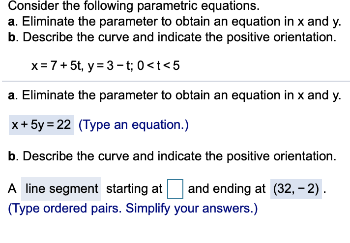 Solved Consider the following parametric equations. a. | Chegg.com
