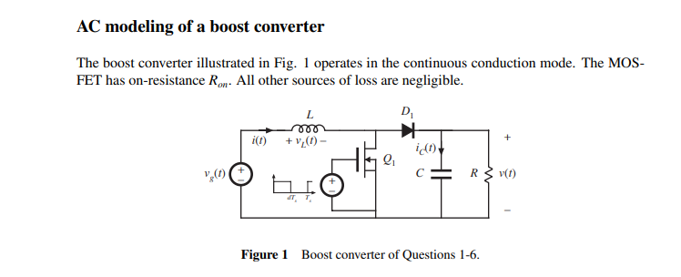 Solved AC modeling of a boost converter The boost converter | Chegg.com